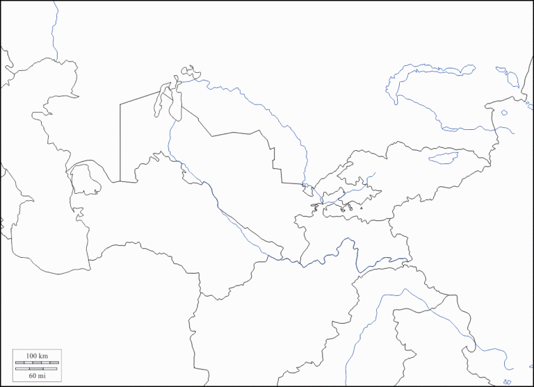 Central Asia Blank Map - World Map with Countries