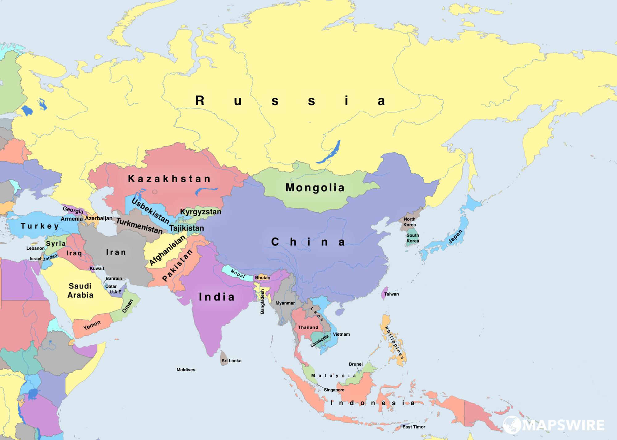 Political Map Of Asia With Countries And Capitals PDF 