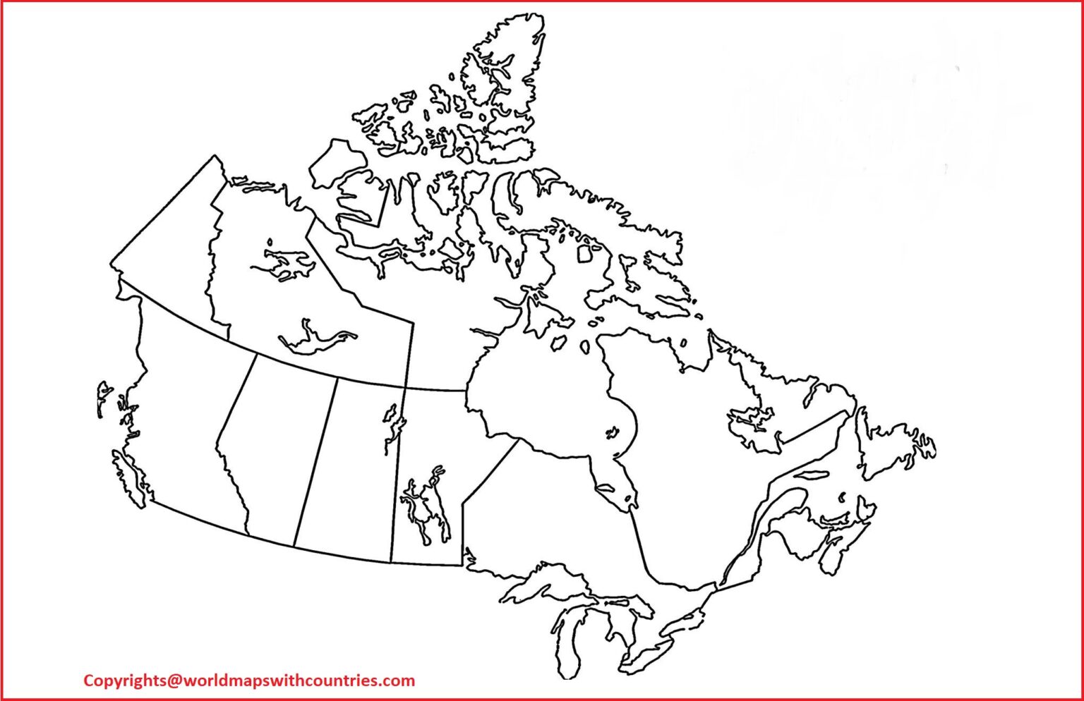 Printable Blank Map of Canada | Outline, Transparent, PNG Map